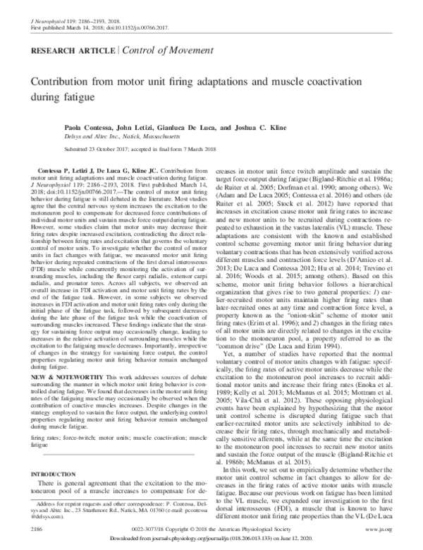 (PDF) Contribution from motor unit firing adaptations and muscle ...