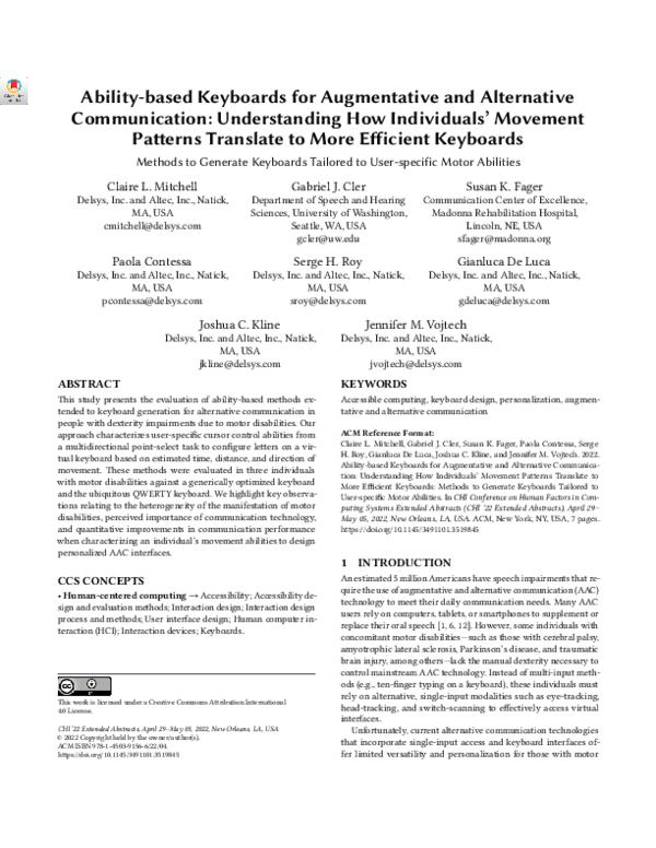 (PDF) Ability-based Keyboards for Augmentative and Alternative ...