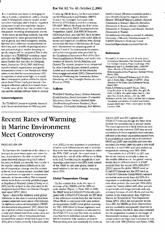(PDF) Recent rates of warming in marine environment meet controversy ...
