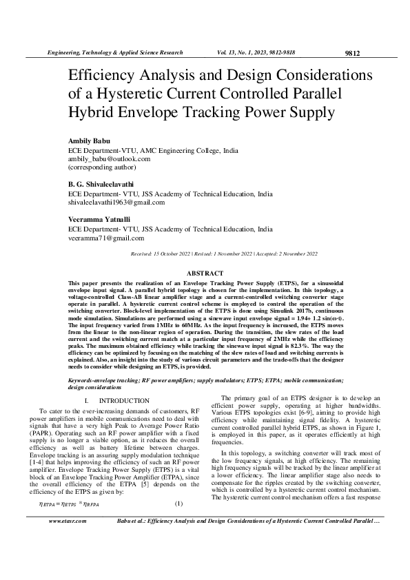 (PDF) Efficiency Analysis and Design Considerations of a Hysteretic ...