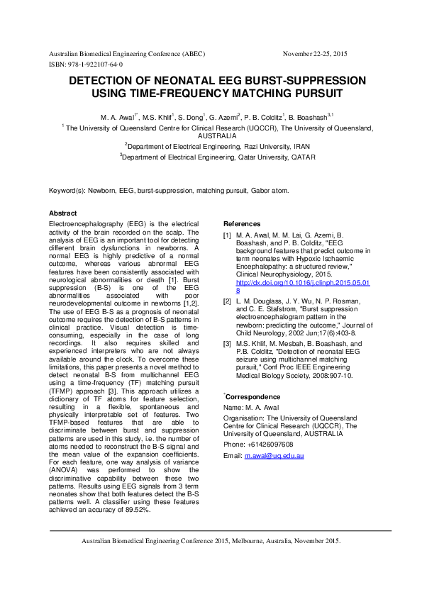 (PDF) Detection of neonatal EEG burst-suppression using a time ...