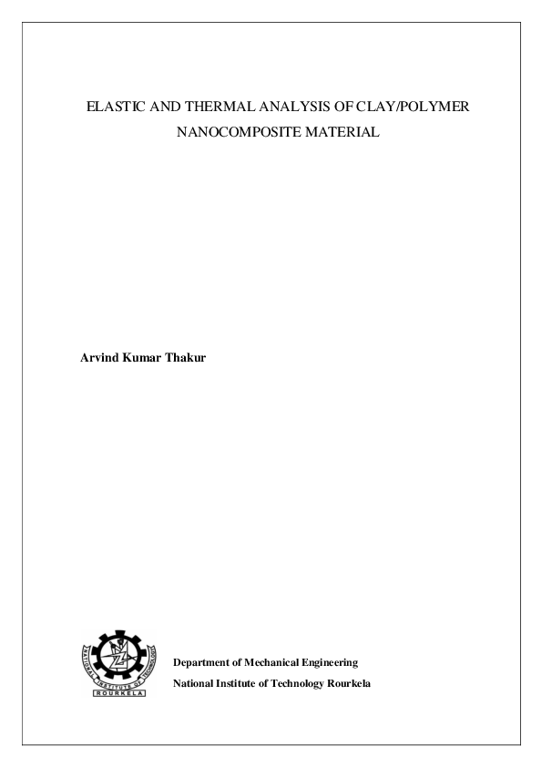 Pdf Elastic And Thermal Analysis Of Clay Polymer Nanocomposite Material