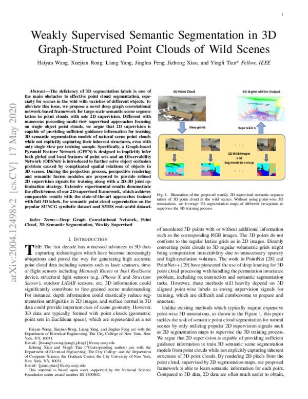 (PDF) Weakly Supervised Semantic Segmentation in 3D Graph-Structured Point Clouds of Wild Scenes