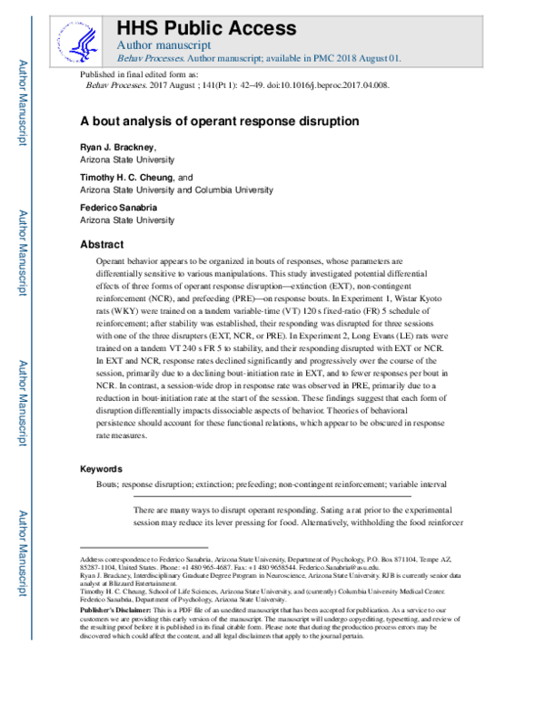 (PDF) A bout analysis of operant response disruption