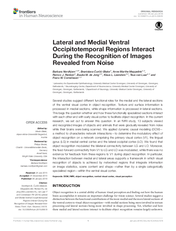 (PDF) Lateral and Medial Ventral Occipitotemporal Regions Interact ...