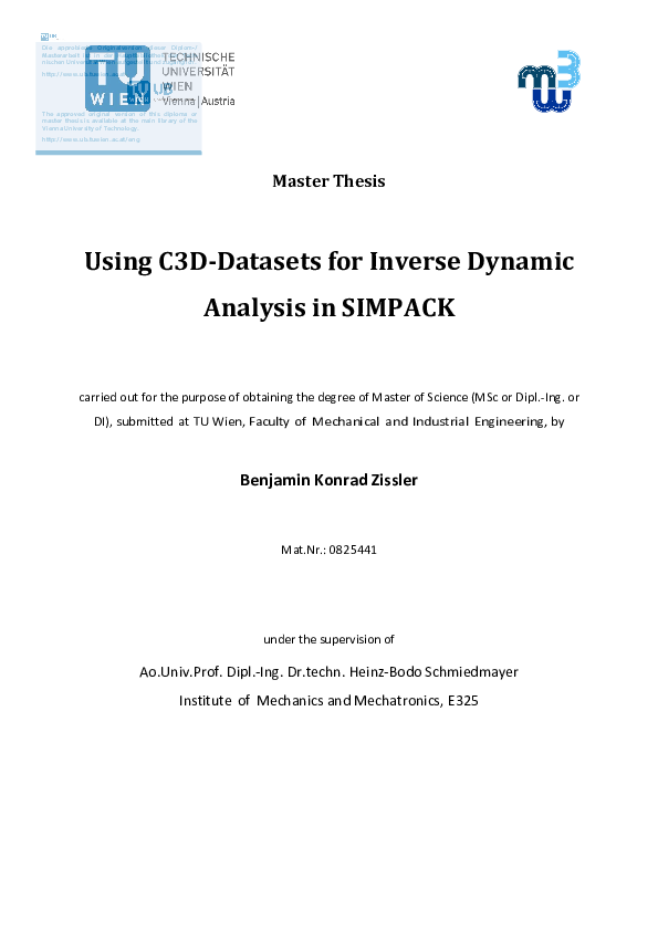 (PDF) Using C3D-datasets for inverse dynamic analysis in SIMPACK | Heinz-Bodo Schmiedmayer ...