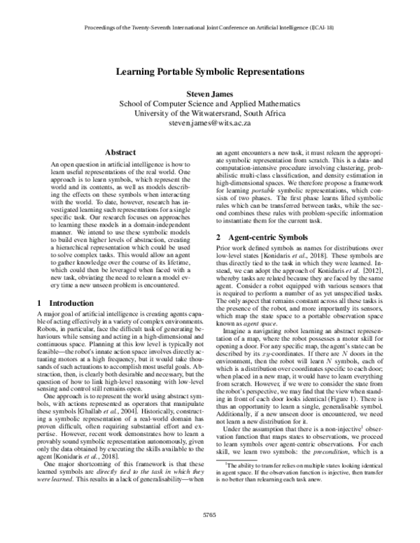 (PDF) Learning Portable Symbolic Representations | Steven James - Academia.edu