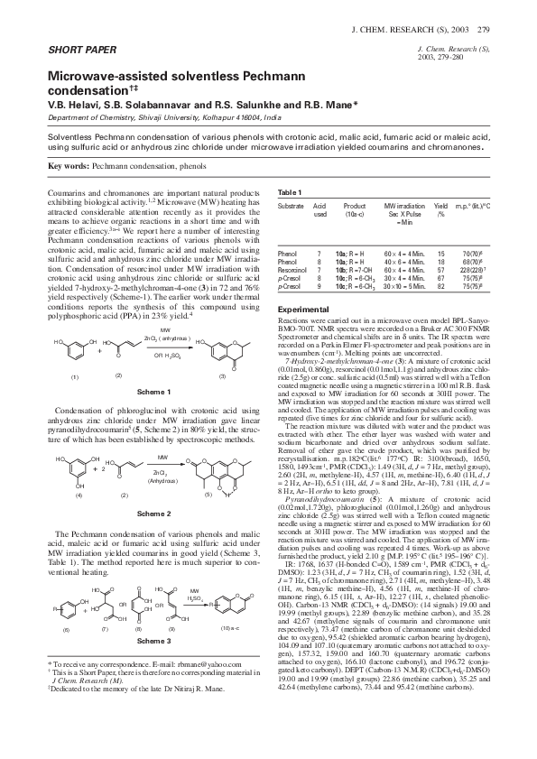 (PDF) Microwave-Assisted Solventless Pechmann Condensation