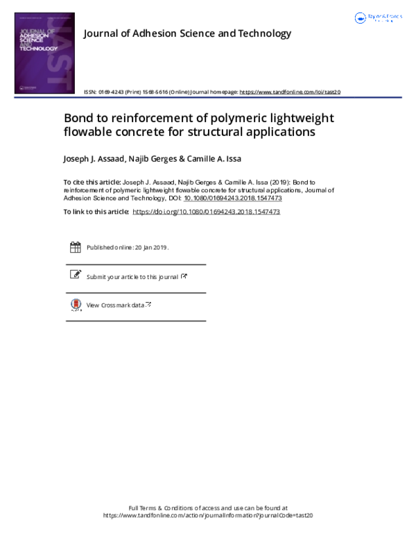 (PDF) Bond to reinforcement of polymeric lightweight flowable concrete ...