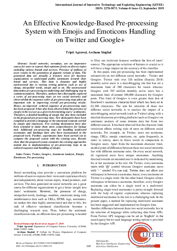 (PDF) Optimized Pre-processing for Sentiment Analysis with Emojis