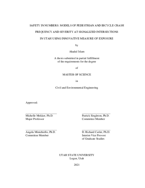 (PDF) Safety in Numbers: Models of Pedestrian and Bicycle Crash Frequency and Severity at ...