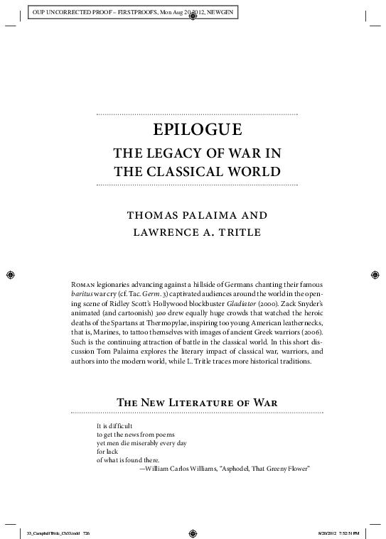 (PDF) "THE LEGACY OF WAR IN THE CLASSICAL WORLD"