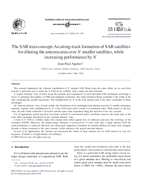 (PDF) The SAR train concept: An along-track formation of sar satellites ...
