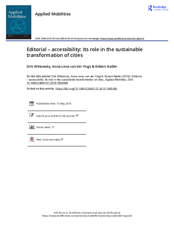 (PDF) Editorial – accessibility: Its role in the sustainable ...