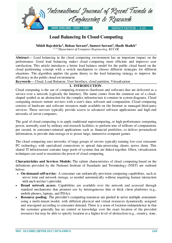 (PDF) Load Balancing In Cloud Computing
