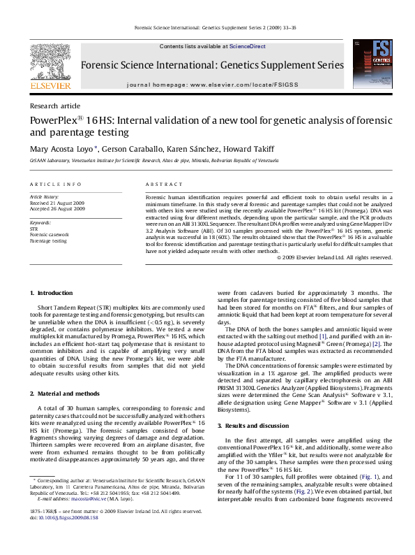 PowerPlex® 16 HS: Internal validation of a new tool for genetic ...