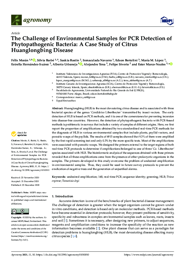 (PDF) The Challenge of Environmental Samples for PCR Detection of ...