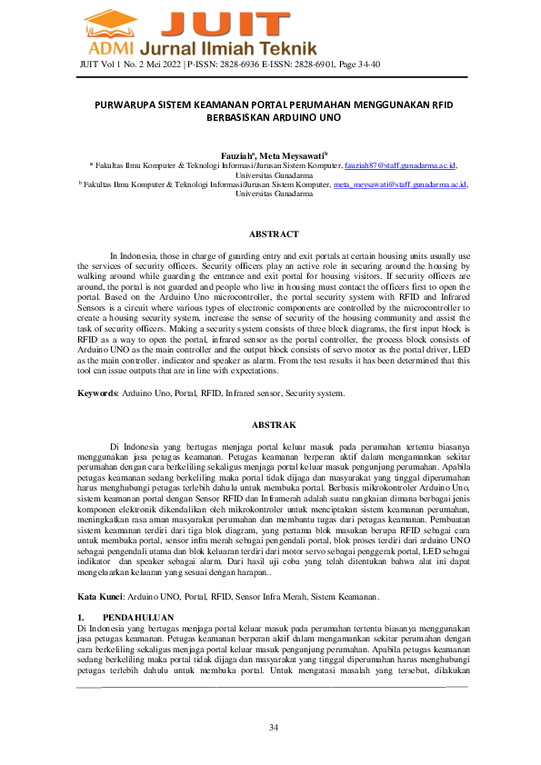(PDF) Purwarupa Sistem Keamanan Portal Perumahan Menggunakan Rfid ...