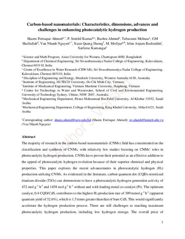 (PDF) Carbon-based nanomaterials: Characteristics, dimensions, advances and challenges in ...