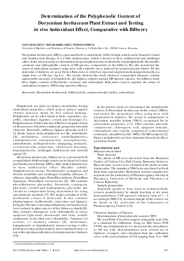(PDF) Determination of the Polyphenolic Content of Dorycnium herbaceum ...