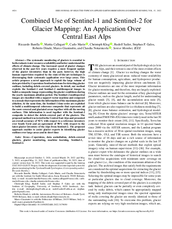 (PDF) Combined Use of Sentinel-1 and Sentinel-2 for Glacier Mapping: An ...