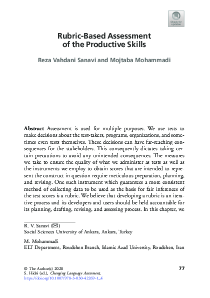 (PDF) Rubric-Based Assessment of the Productive Skills