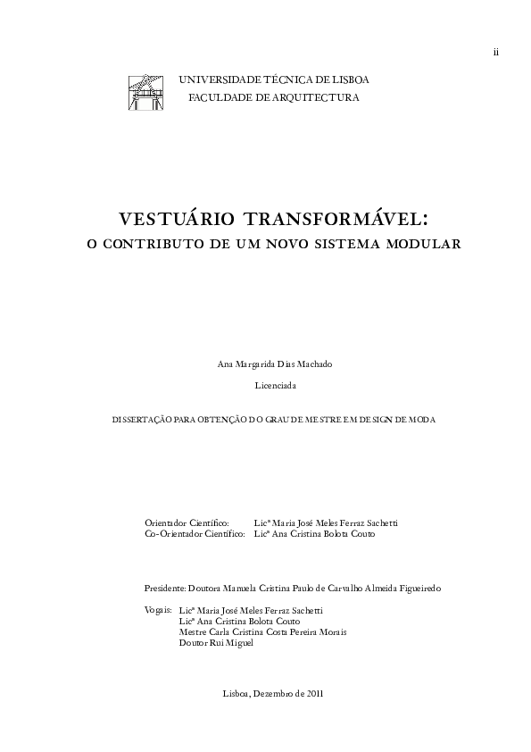 (PDF) Vestuário transformável. O contributo de um novo sistema modelar