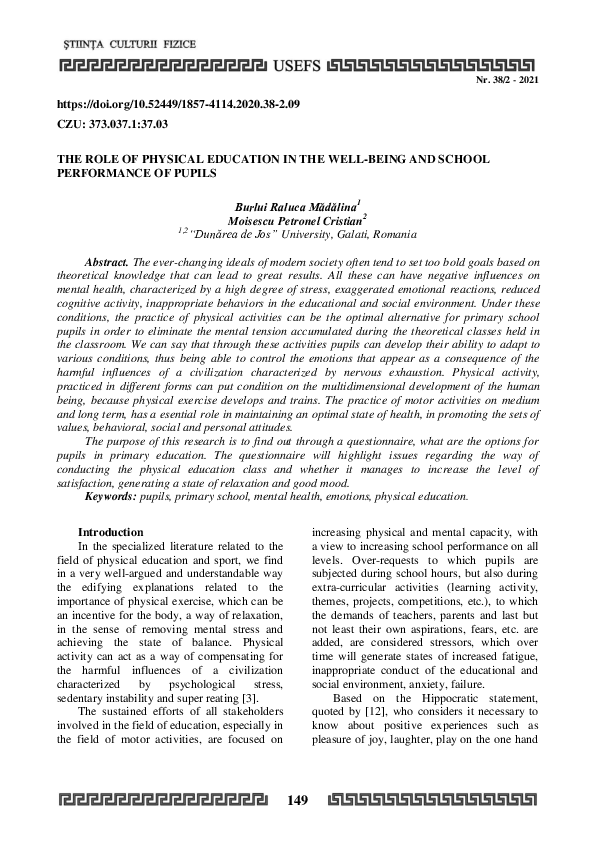 (PDF) The Role of Physical Education in the Well-Being and School ...