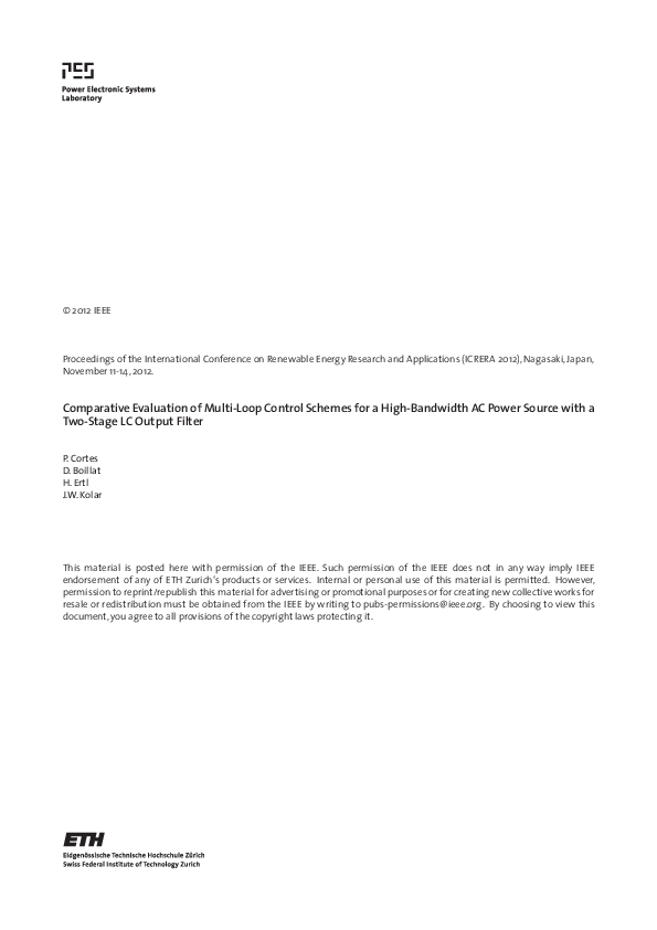 Pdf Comparative Evaluation Of Multi Loop Control Schemes For A High Bandwidth Ac Power Source