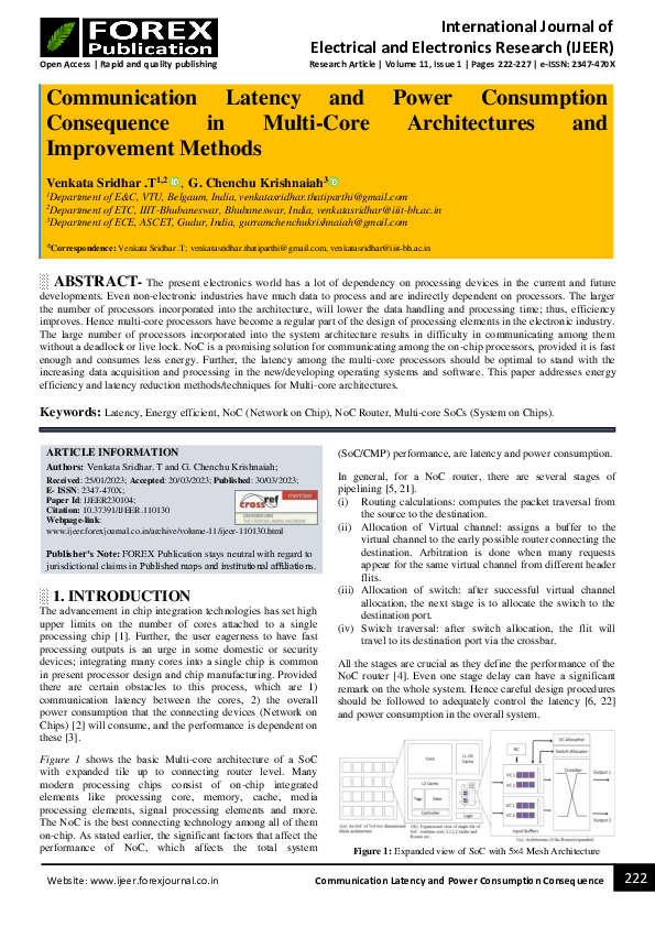 Pdf Communication Latency And Power Consumption Consequence In Multi Core Architectures And