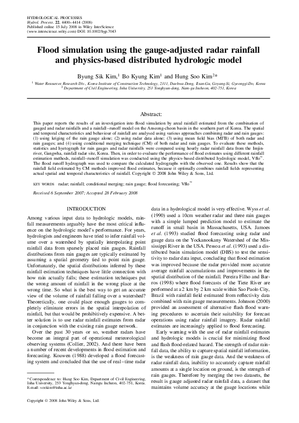 (PDF) Flood simulation using the gauge-adjusted radar rainfall and ...