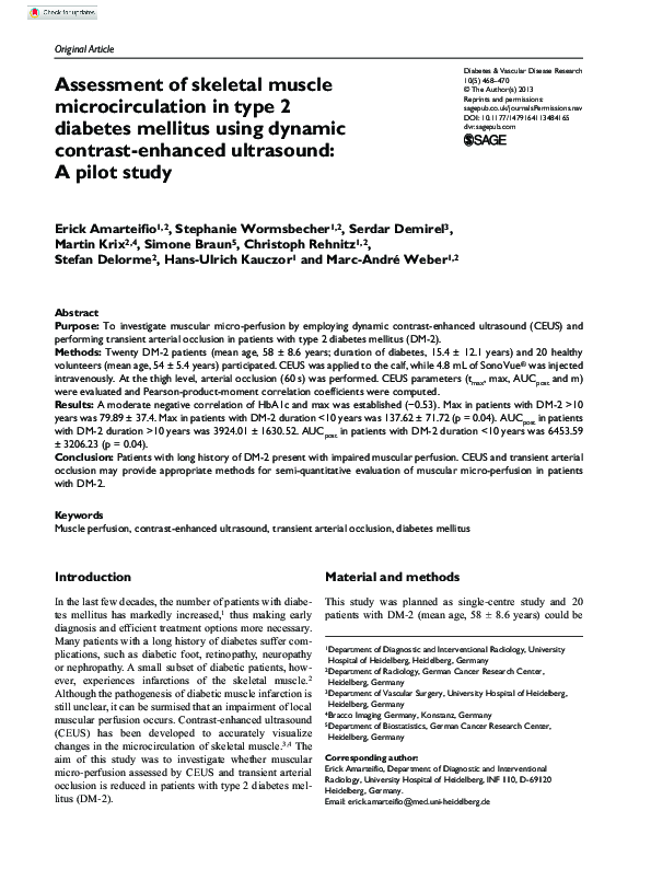 (PDF) Assessment of skeletal muscle microcirculation in type 2 diabetes ...