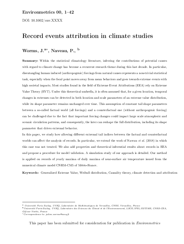 (PDF) Record events attribution in climate studies