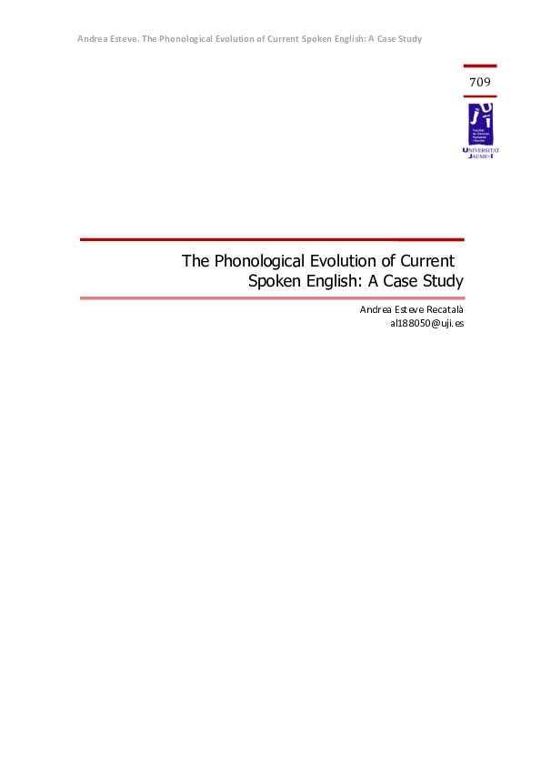 (PDF) The Phonological Evolution of Current Spoken English: A Case Study
