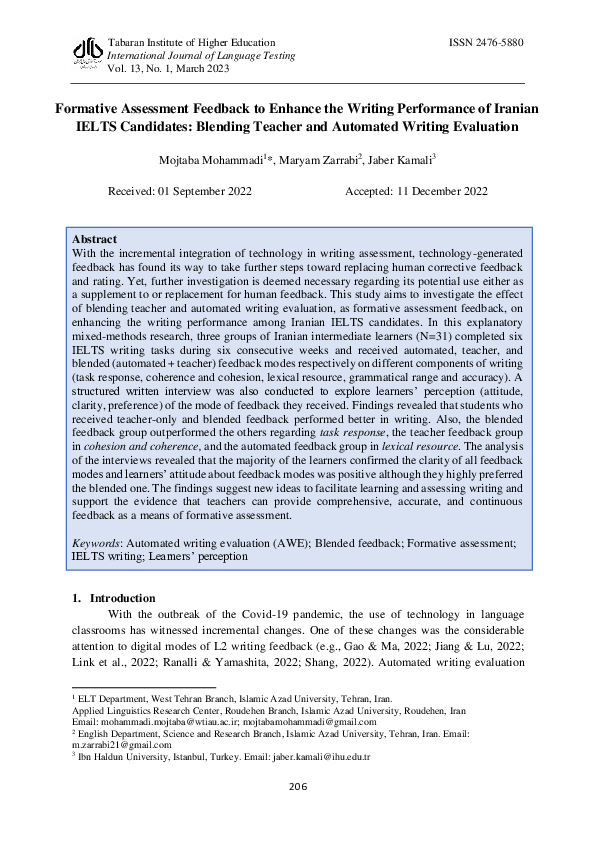 (PDF) Formative Assessment Feedback to Enhance the Writing Performance ...