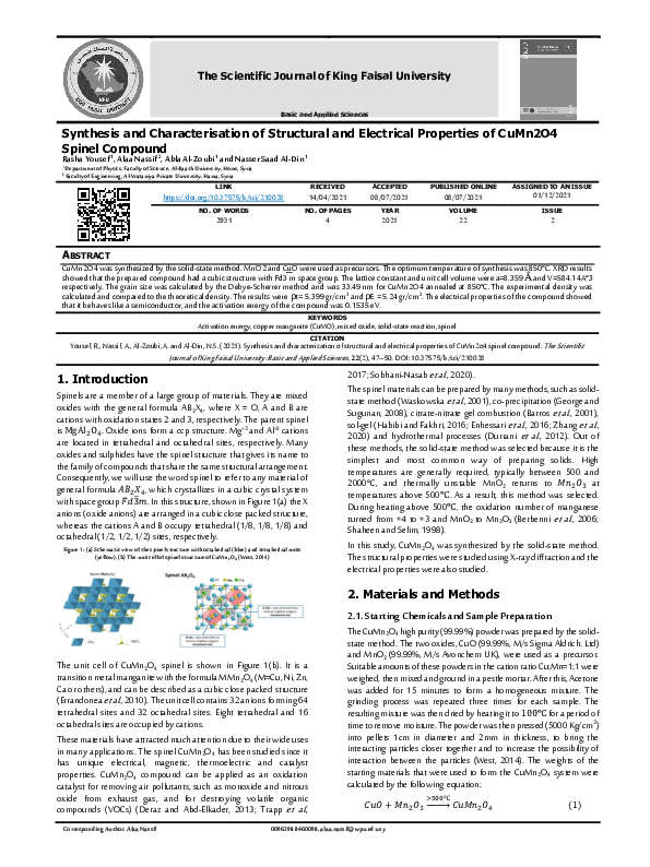 (PDF) Synthesis and Characterisation of Structural and Electrical ...