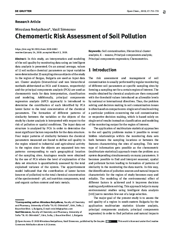 (PDF) Chemomertic Risk Assessment of Soil Pollution