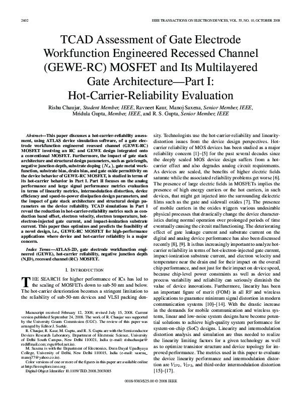 (PDF) TCAD Assessment of Gate Electrode Workfunction Engineered ...