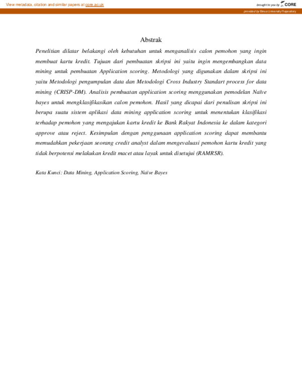 (PDF) Data Mining Untuk Application Scoring Menggunakan Pemodelan Naive Bayes Pada Pt. Bank ...