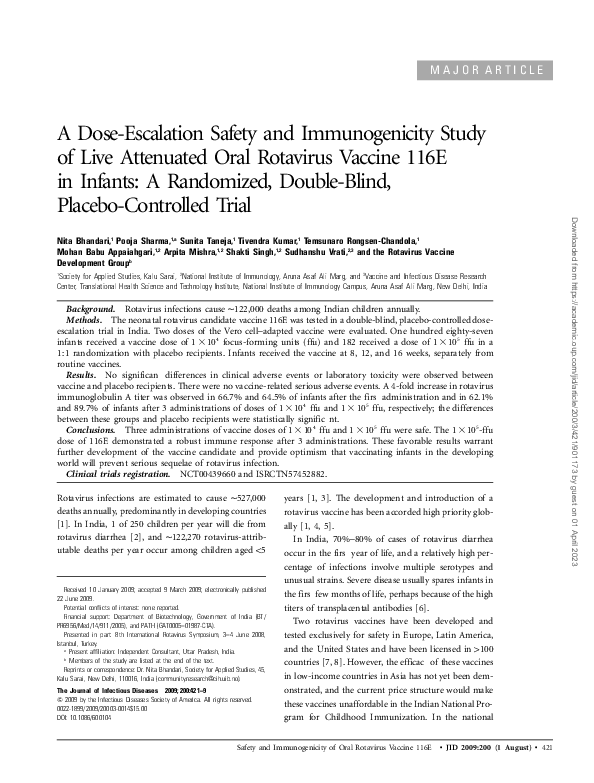 (PDF) A Dose‐Escalation Safety and Immunogenicity Study of Live Attenuated Oral Rotavirus ...