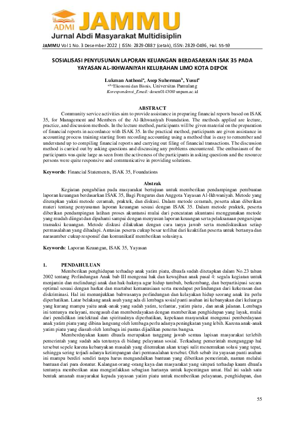 (PDF) Sosialisasi Penyusunan Laporan Keuangan Berdasarkan Isak 35 Pada ...