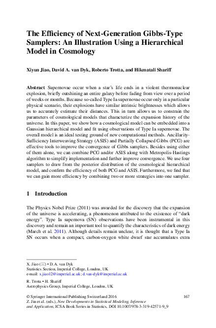 (PDF) The Efficiency of Next-Generation Gibbs-Type Samplers: An Illustration Using a ...
