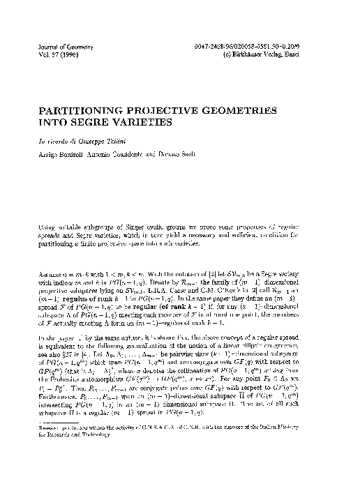 (PDF) Partitioning projective geometries into Segre varieties