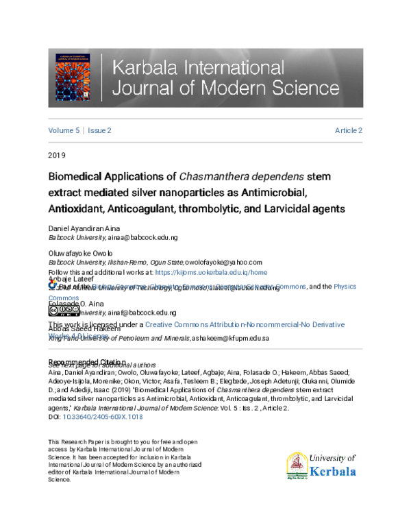 (PDF) Biomedical Applications of Chasmanthera dependens stem extract ...