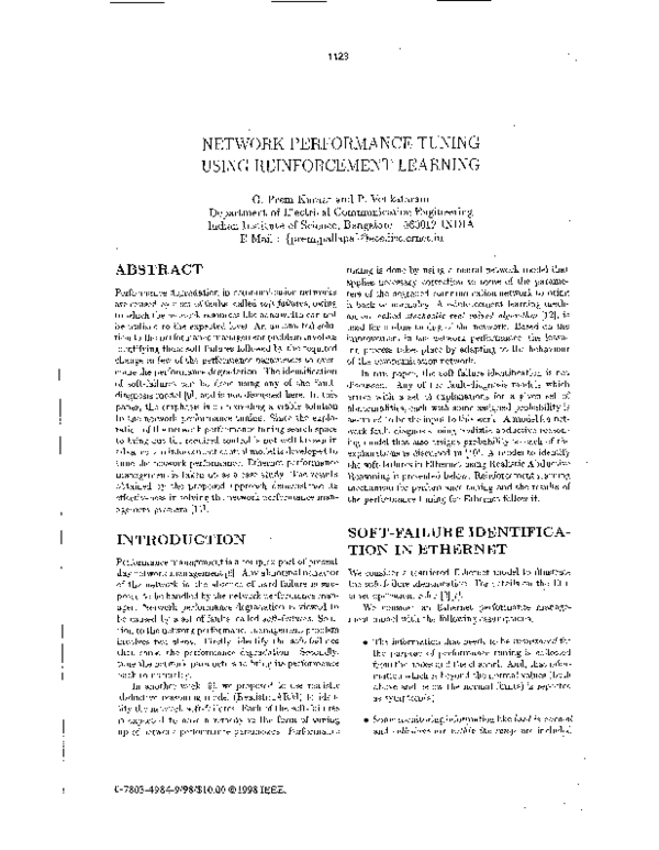 Pdf Network Performance Tuning Using Reinforcement Learning