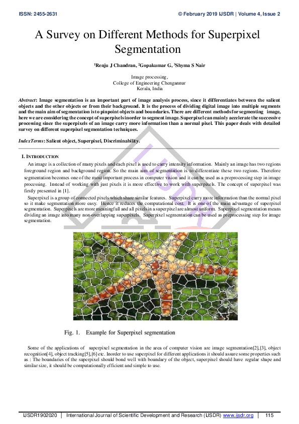 (PDF) A Survey on Different Methods for Superpixel Segmentation