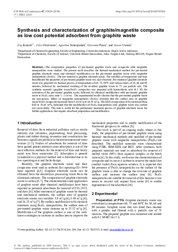(PDF) Synthesis and characterization of graphite/magnetite composite as ...