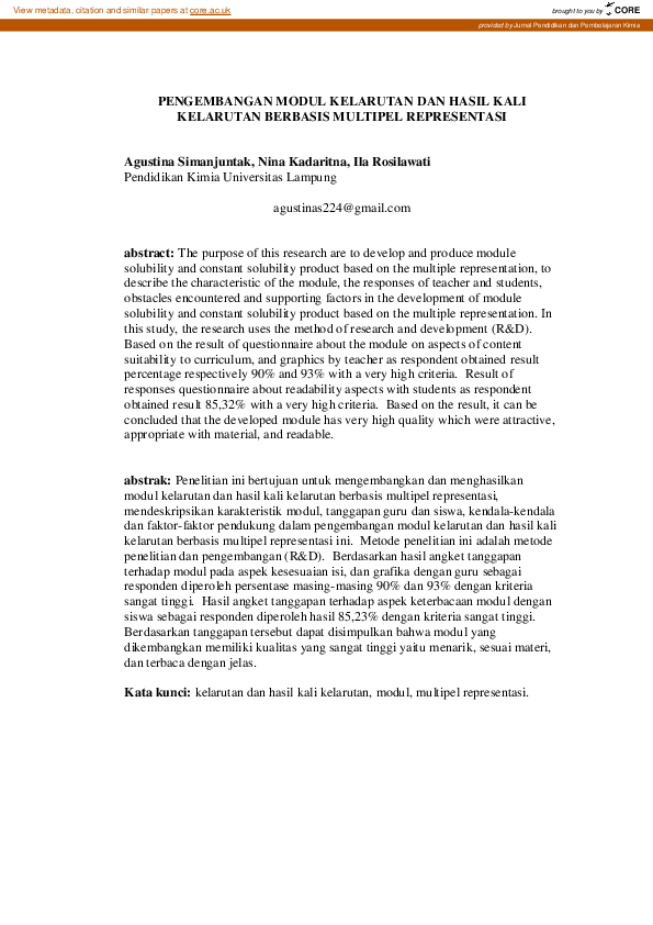 (PDF) Pengembangan Modul Kelarutan Dan Hasil Kali Kelarutan Berbasis ...