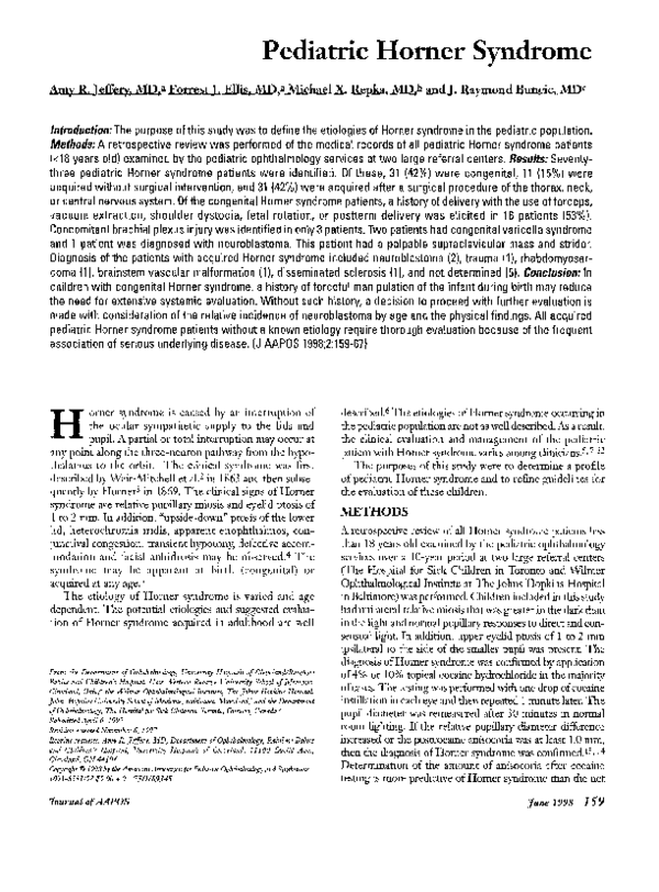 (PDF) Pediatric Horner syndrome