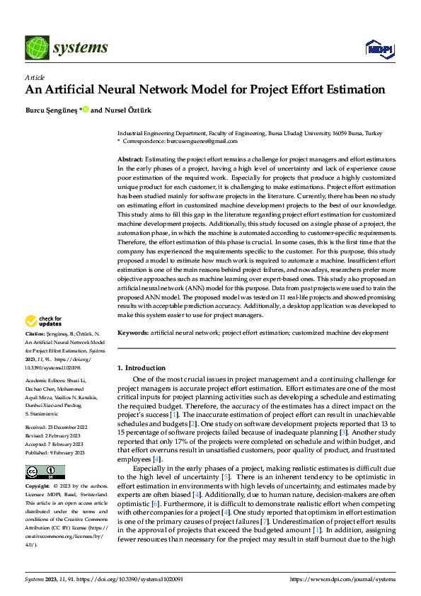 Pdf An Artificial Neural Network Model For Project Effort Estimation